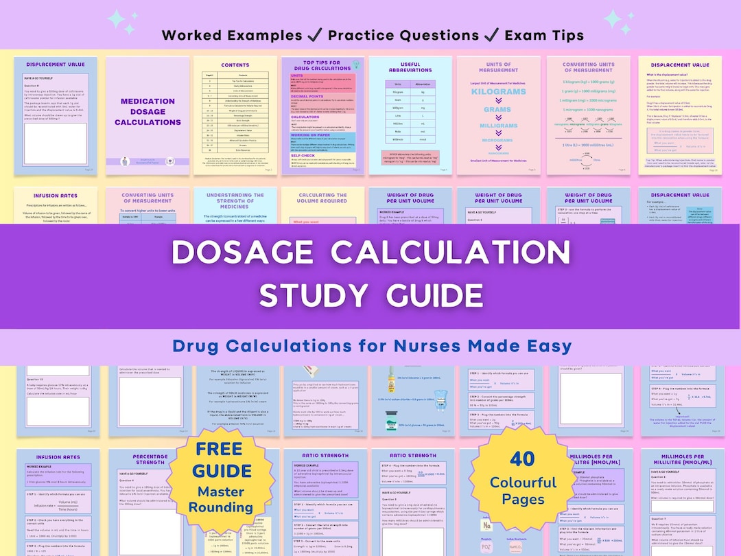 Dosage Calculation Nursing Study Guide. Drug Calculations Nursing Study ...