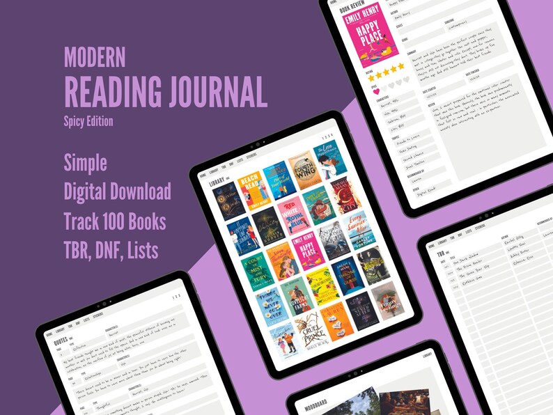 2024 Digital Reading Journal & Book Review Log for Goodnotes: Minimal ...