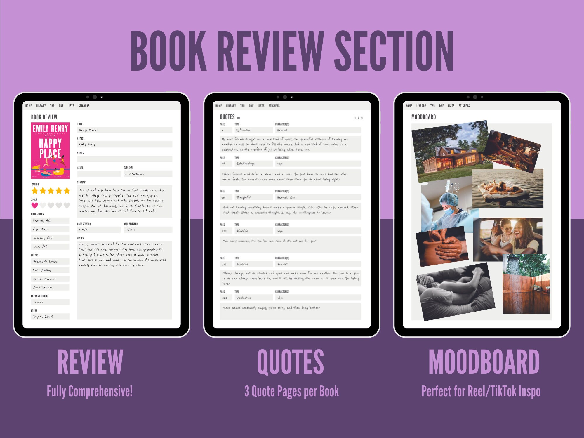 2024 Digital Reading Journal & Book Review Log for Goodnotes: Minimal ...