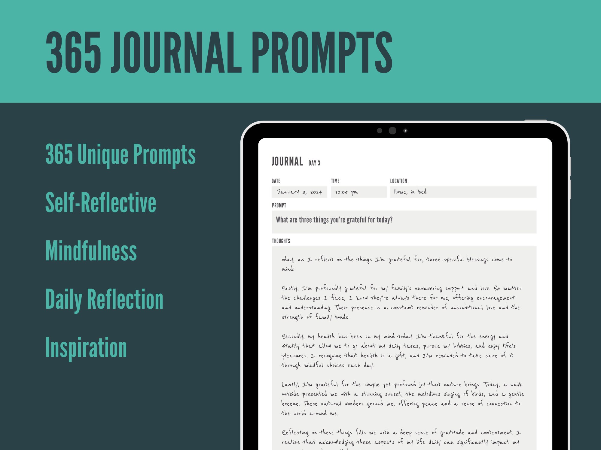 2024 Digital Daily Journal, 365 Journal Prompts, Daily Journey of Self ...