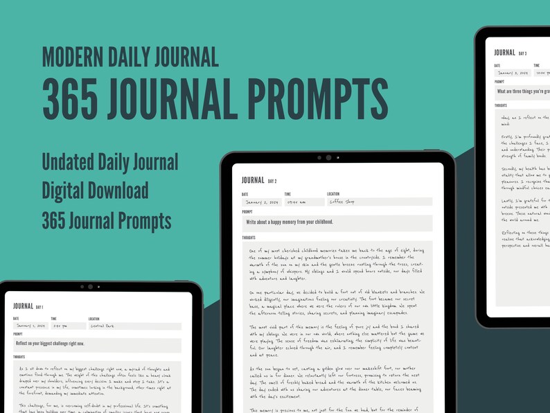2024 Digital Daily Journal, 365 Journal Prompts, Daily Journey of Self ...