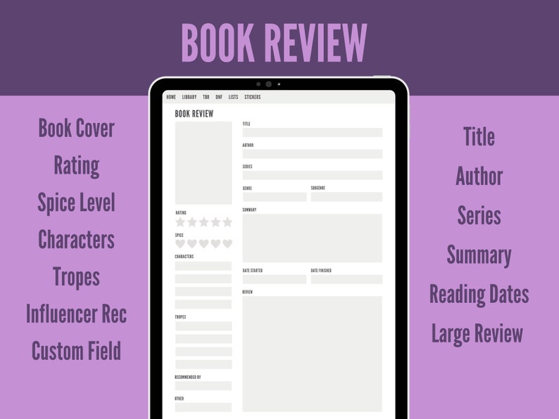 2024 Digital Reading Journal & Book Review Log for Goodnotes: Minimal ...