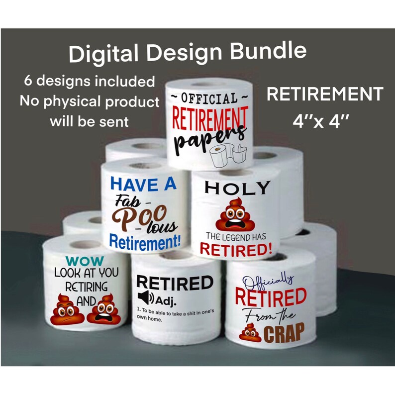Retirement Toilet Roll Design Bundle, Toilet Roll Sublimation, Digital ...