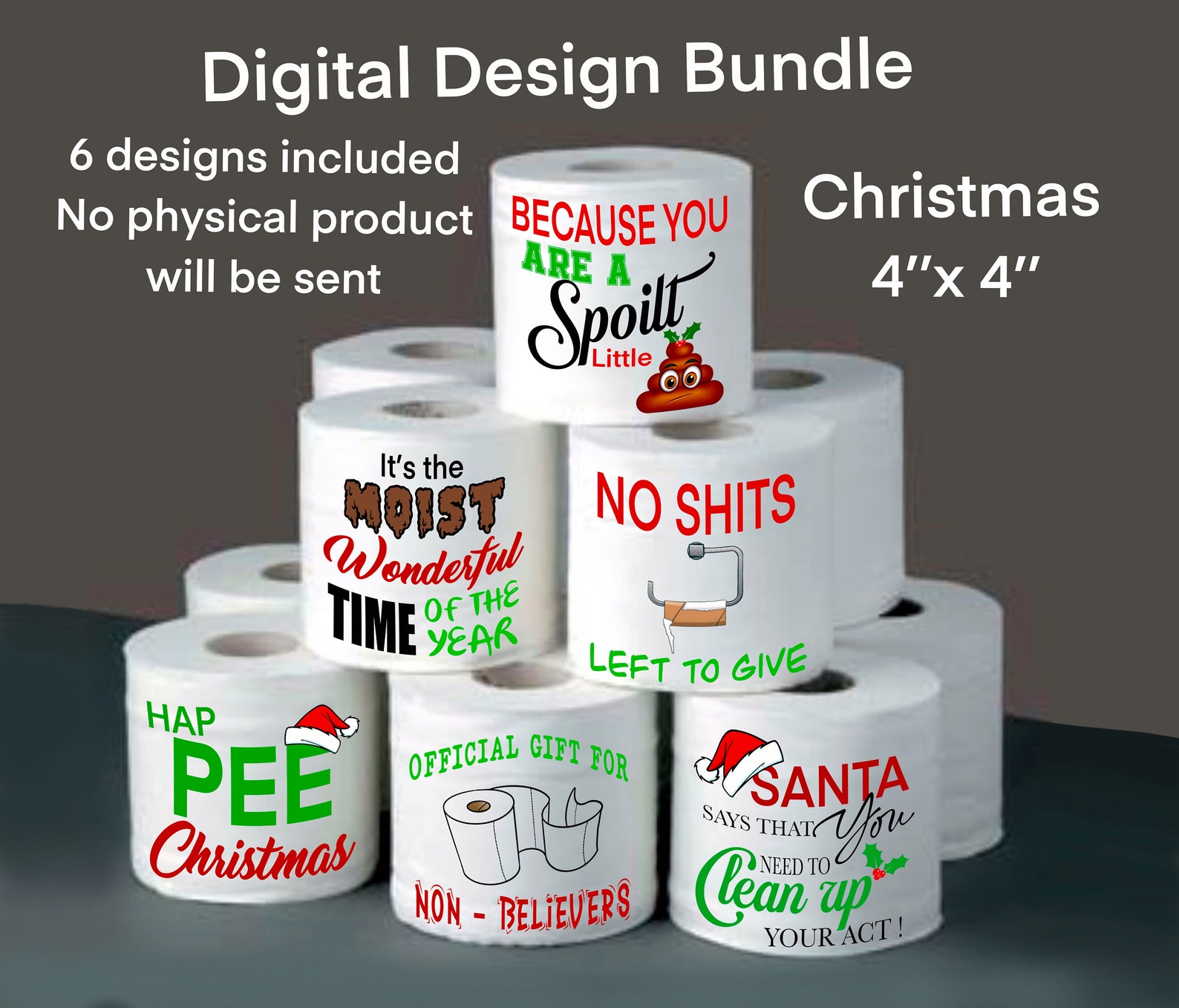 Christmas Toilet Roll Design Bundle, Toilet Roll Sublimation, Digital ...