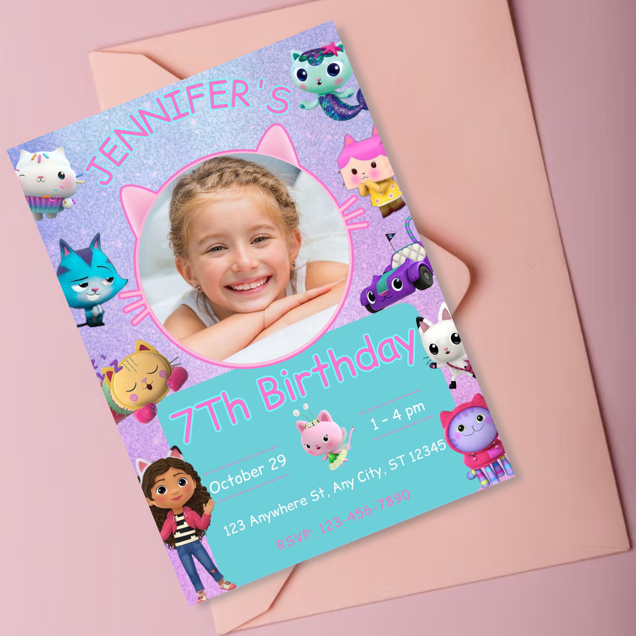 Gabby Dollhouse Birthday Invitation, Kids Birthday Invitation With ...