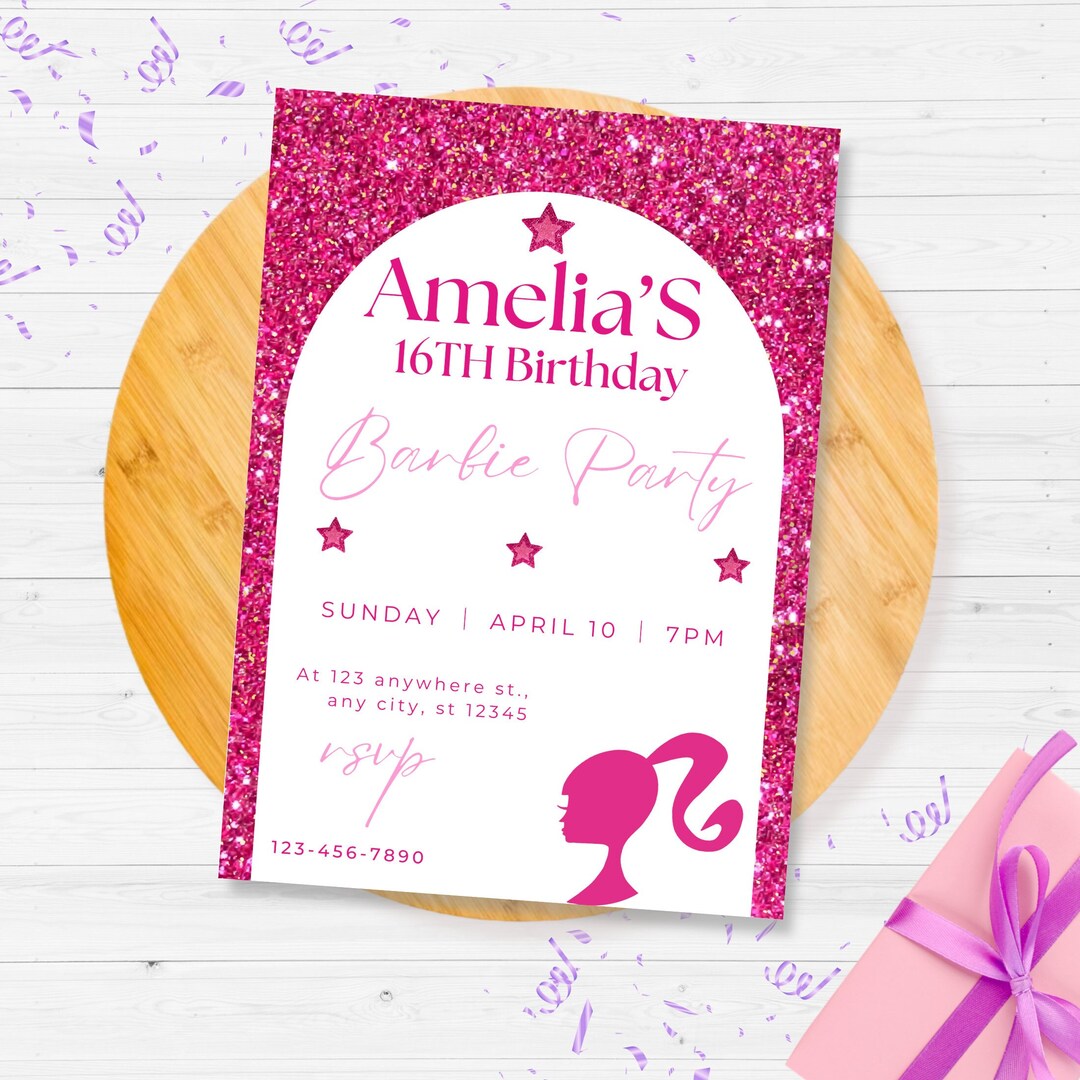 Fashion Doll Party Invitation, Barbie Girl Party Invite, Pink Barbie ...