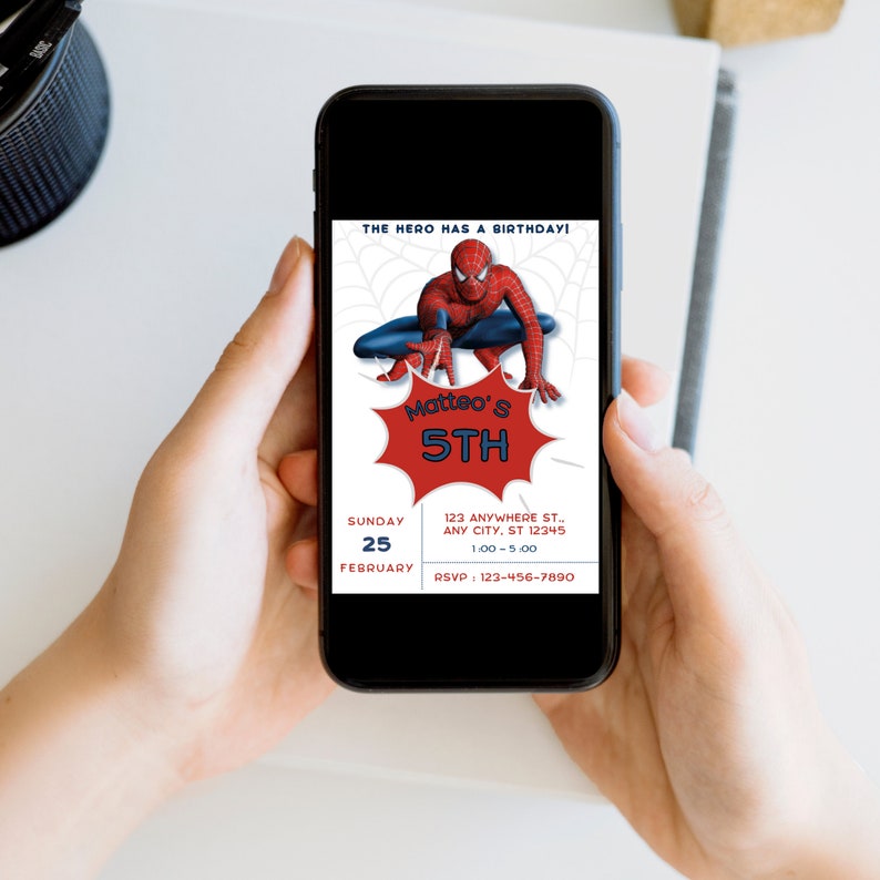 Editable Spiderman Birthday Invitation, Digital Kids Party Invite ...