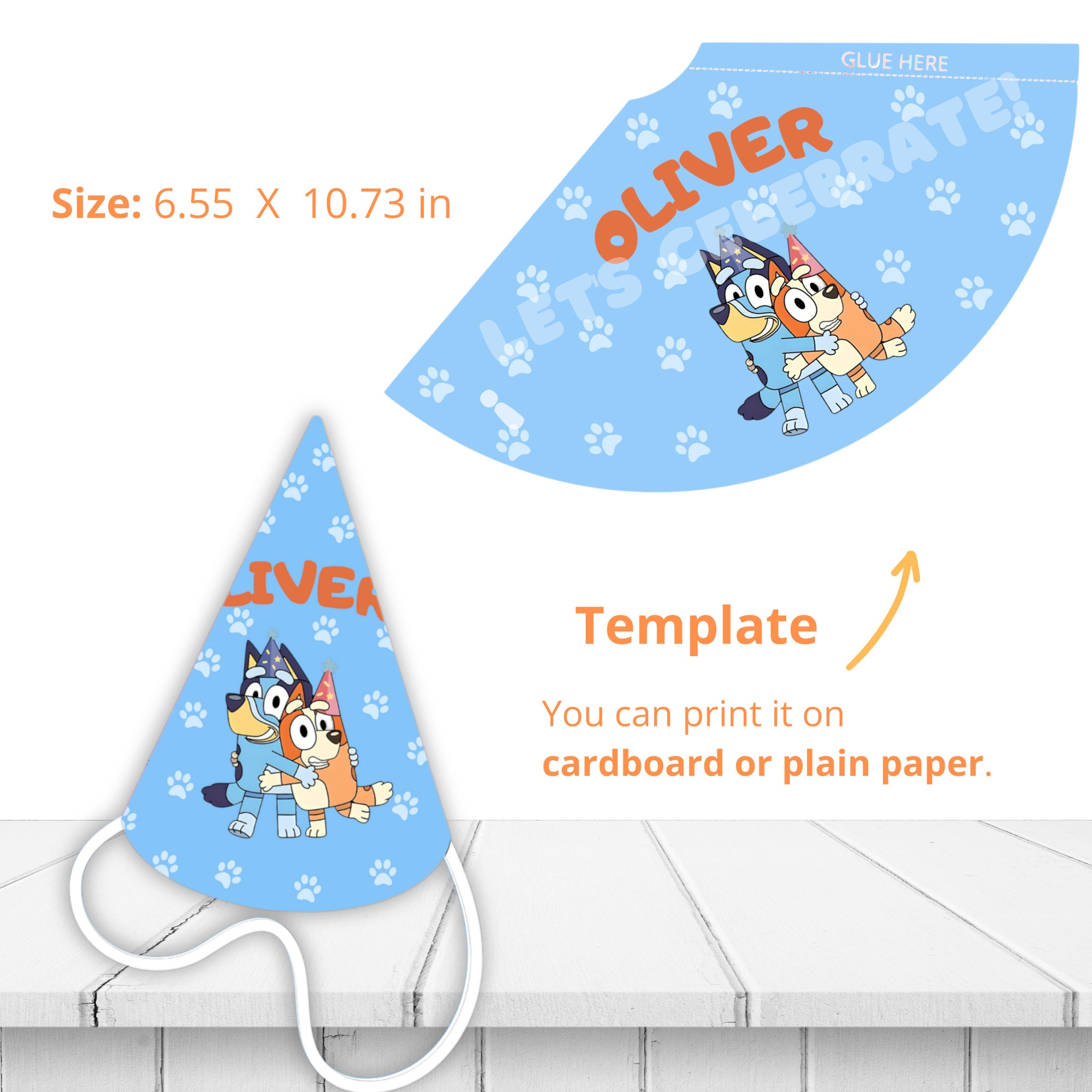 Boy Bluey Editable Party Pack, Cake Topper, Gable Box Label Template ...