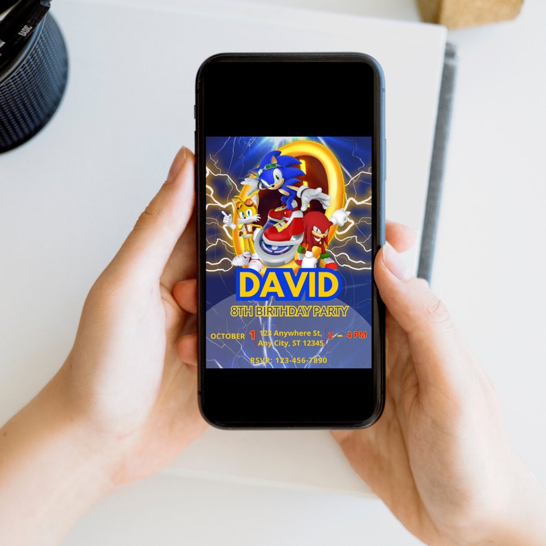 Sonic Birthday Invitation, Sonic the Hedgehog, Canva Template, Digital ...