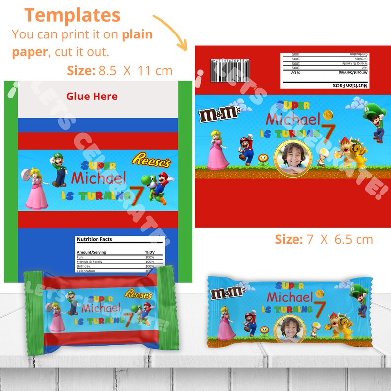 Editable Super Mario Kids Party Bundle , Cupcake Toppers, Mario ...