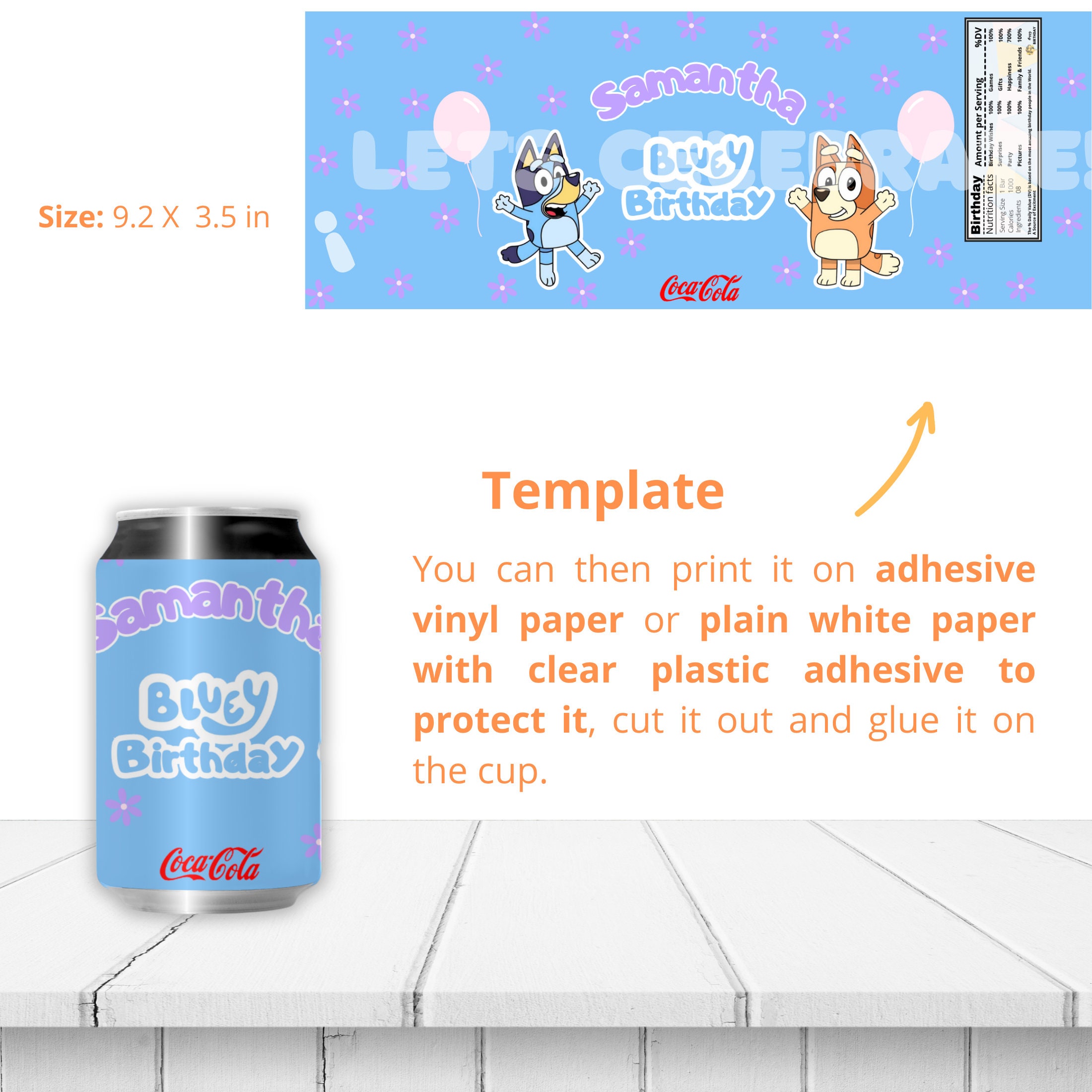 Girl Bluey Editable Party Pack, Cake Topper, Gable Box Label Template ...