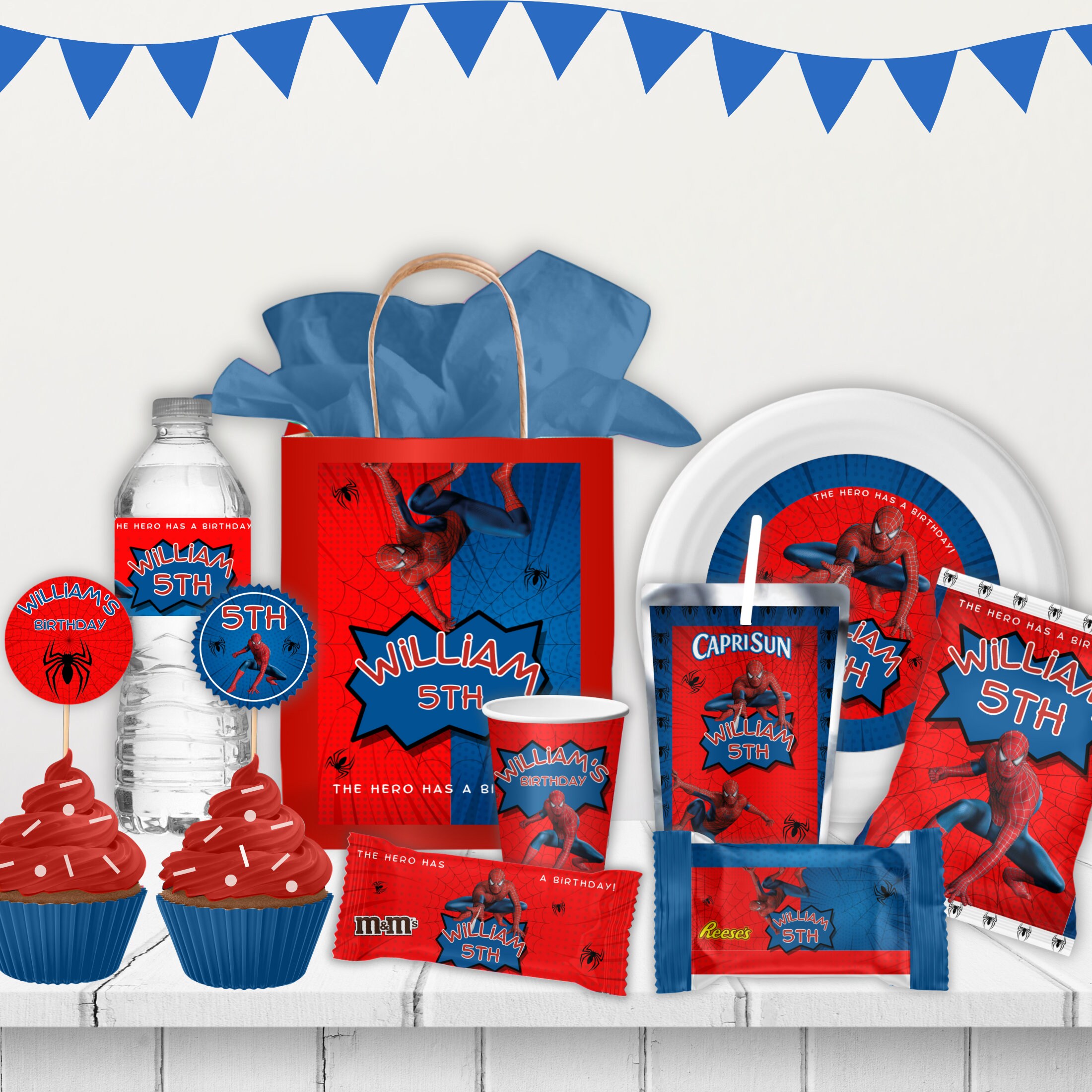 Spiderman Editable Party Pack, Cupcake Toppers, Chip Bags, Superhero ...