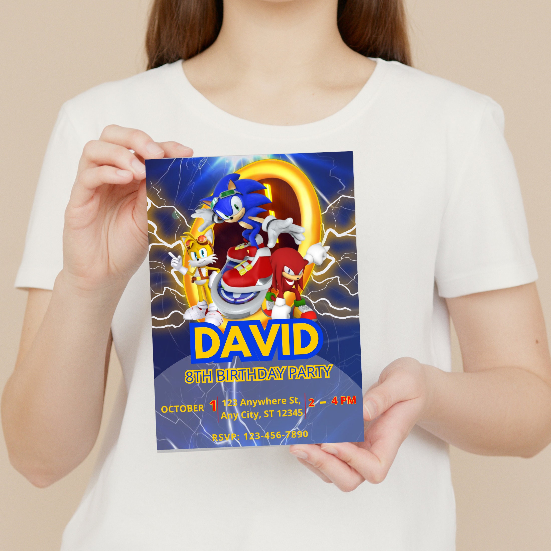 Sonic the Hedgehog Birthday Invitation, Digital Birthday Party ...