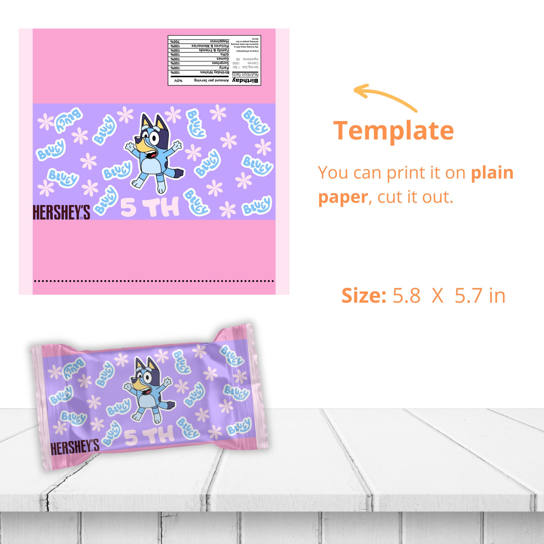 Girl Bluey Editable Party Pack, Cake Topper, Gable Box Label Template ...