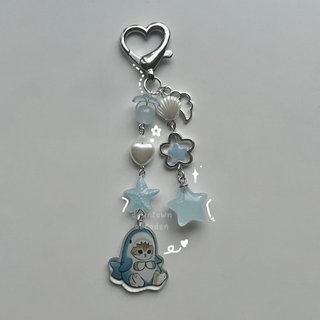 Mofusand Blue Shark Dtdeco Jelly Ocean Keychain