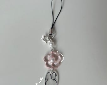 Bunny Phone Charm Coquette Keychain Handmade Beaded Charm Cute ...