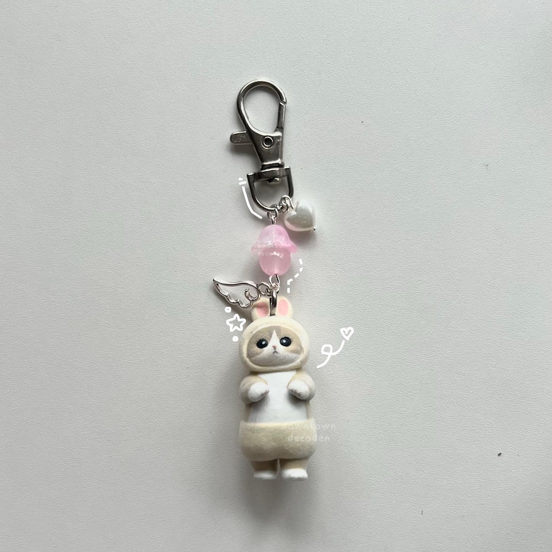 Mofusand Yellow Bunny Pink Tulip Dtdeco Trinket Keychain