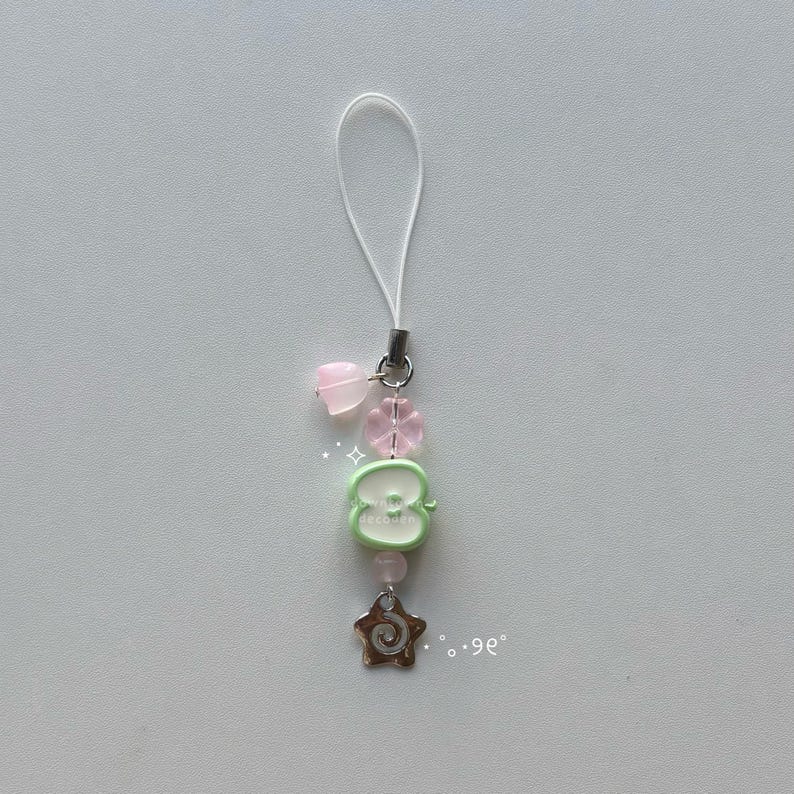 Green Apple + Pink Glass Dtdeco Heisei Retro Juminocore Bag / Phone Charm