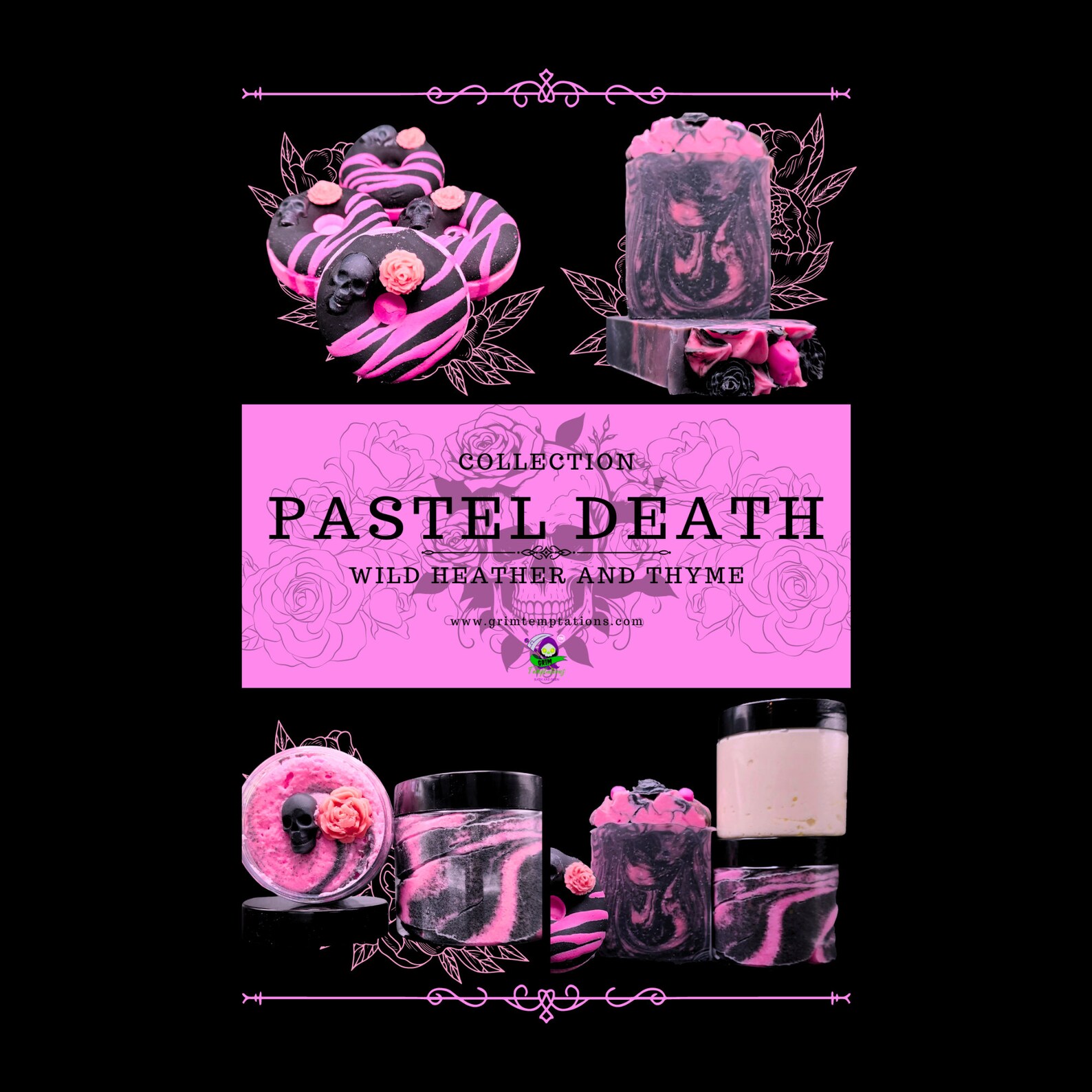 Pastel Goth Valentine's Day Spa Gift Box Skull Rose, Heather and Thyme ...