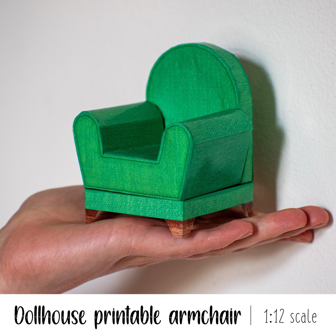 1:12 Scale Printable Armchair. Dollhouse Living Room, Miniature Paper ...