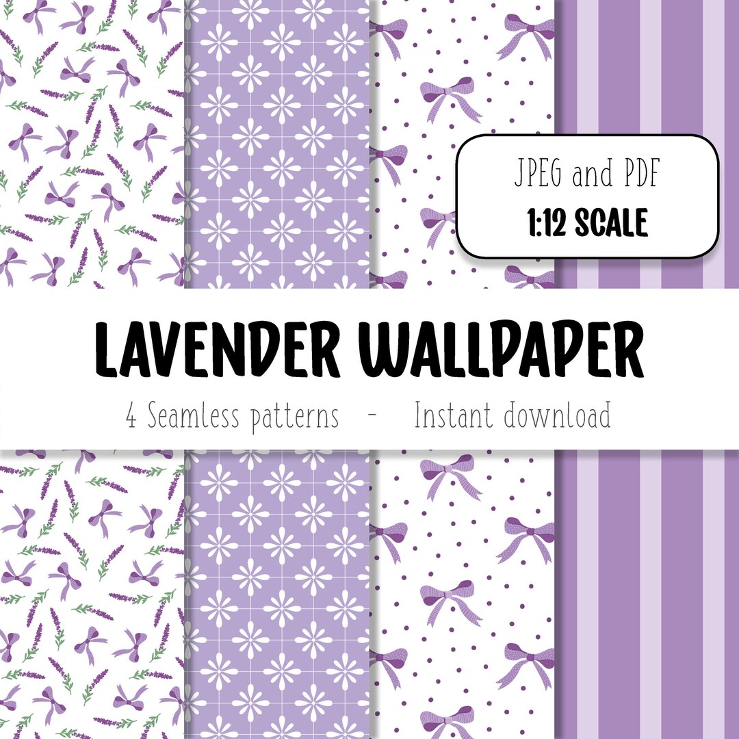 Lavender Digital Paper, Tiles and Wallpaper, Provencal Dollhouse ...