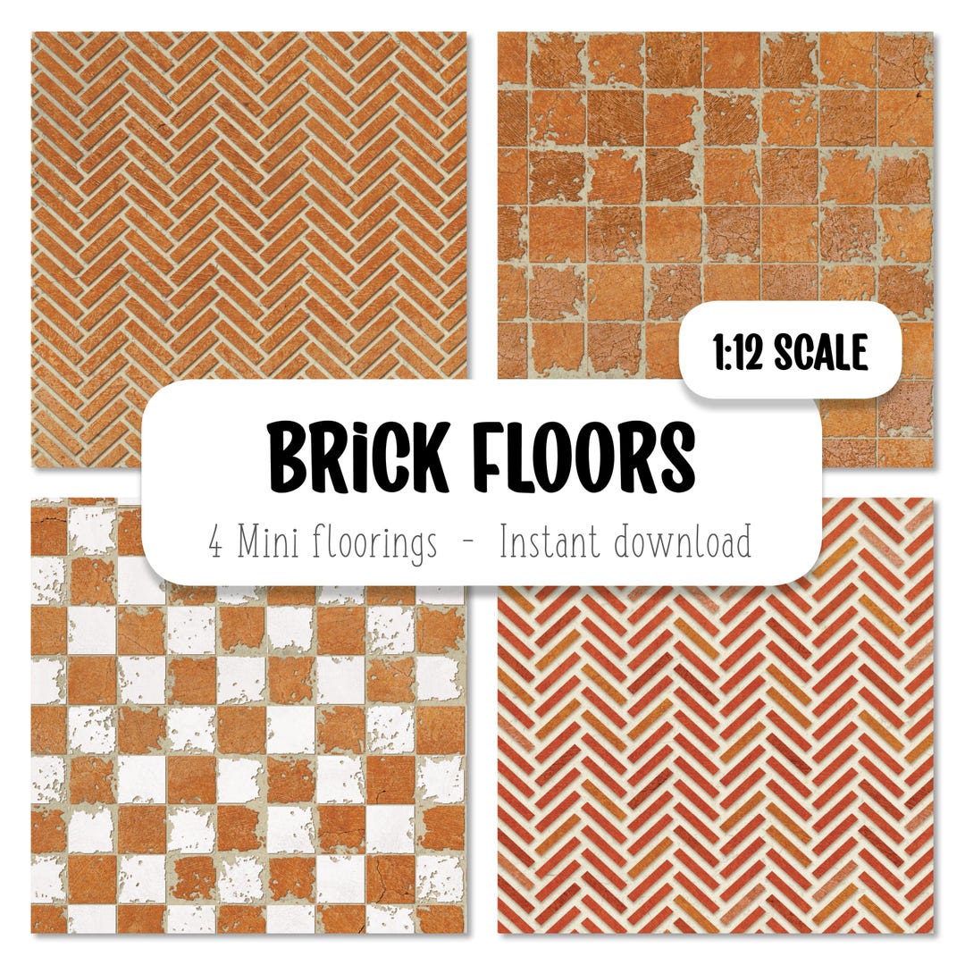 1:12th Scale Miniature Flooring, Printable Miniature Bricks, Mini ...