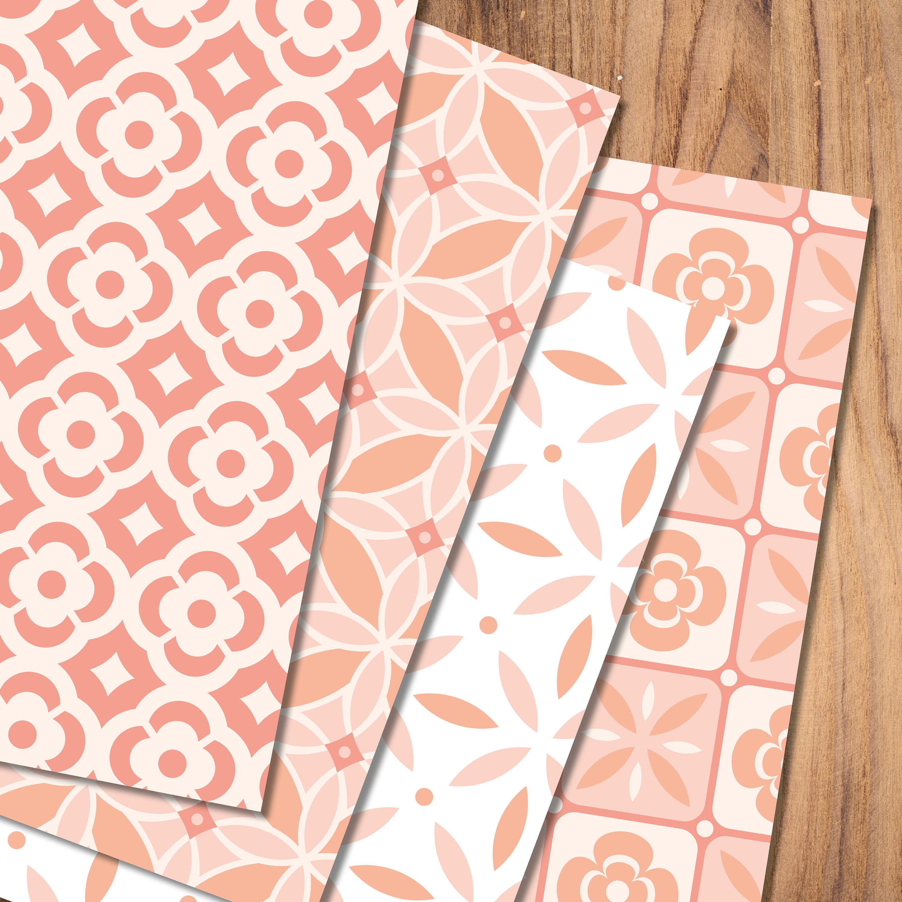 Peachy Cottage Tiles Digital Paper, Dollhouse Miniature Tiles, Wall and ...