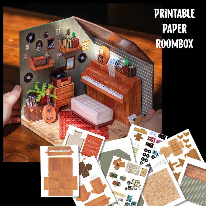 DIY Roombox to Print, Cozy Living Room. Printable Paper Creation Kit ...