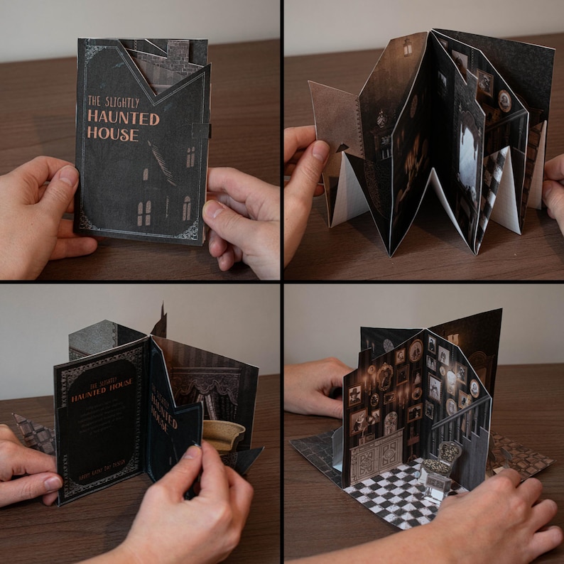 Pop-up Dollhouse Kit, Mini Haunted House Decor, Printable Paper Crafts ...