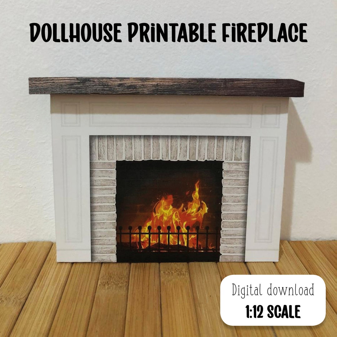 Printable White Fireplace at 1:12 Scale. Digital Download. for ...