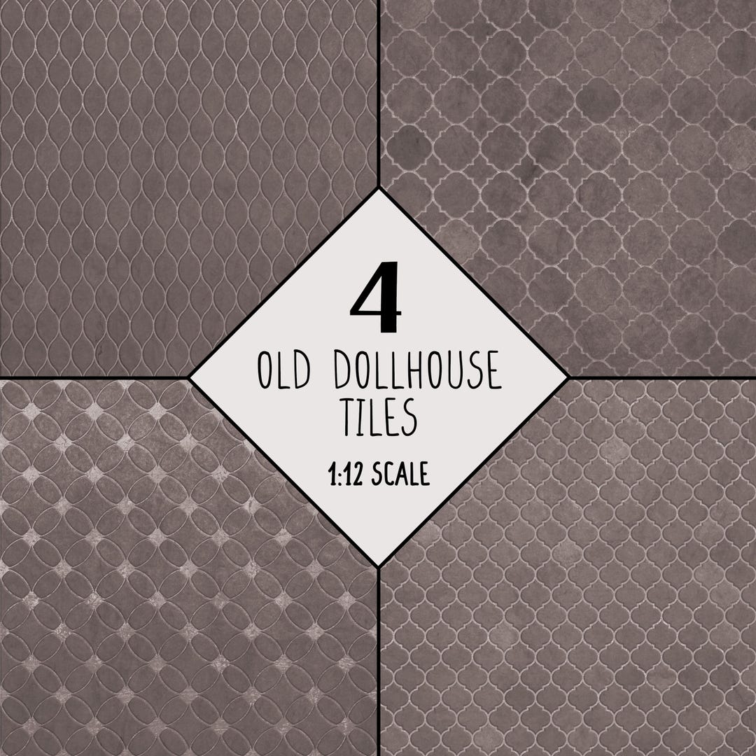 Set of Old-fashioned Printable Tiles, Miniature Tiles for Dollhouses ...