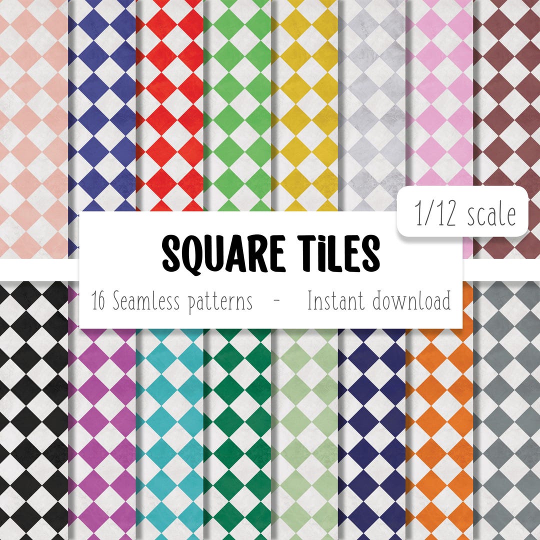 Printable Tiles 1:12 Scale, Mini Multicolor Tiles, Miniature Tiles for ...