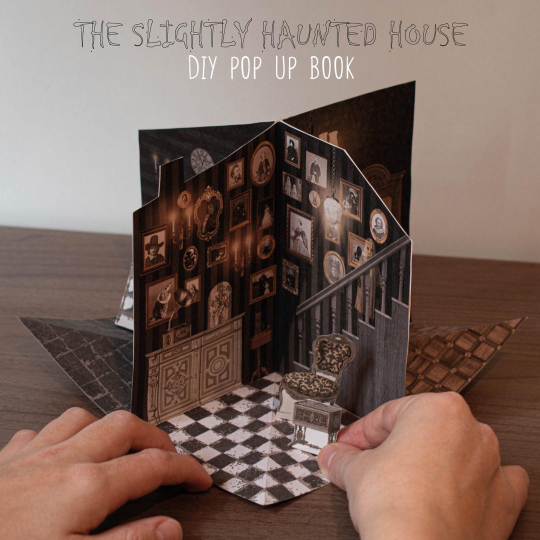 Pop-up Dollhouse Kit, Mini Haunted House Decor, Printable Paper Crafts ...