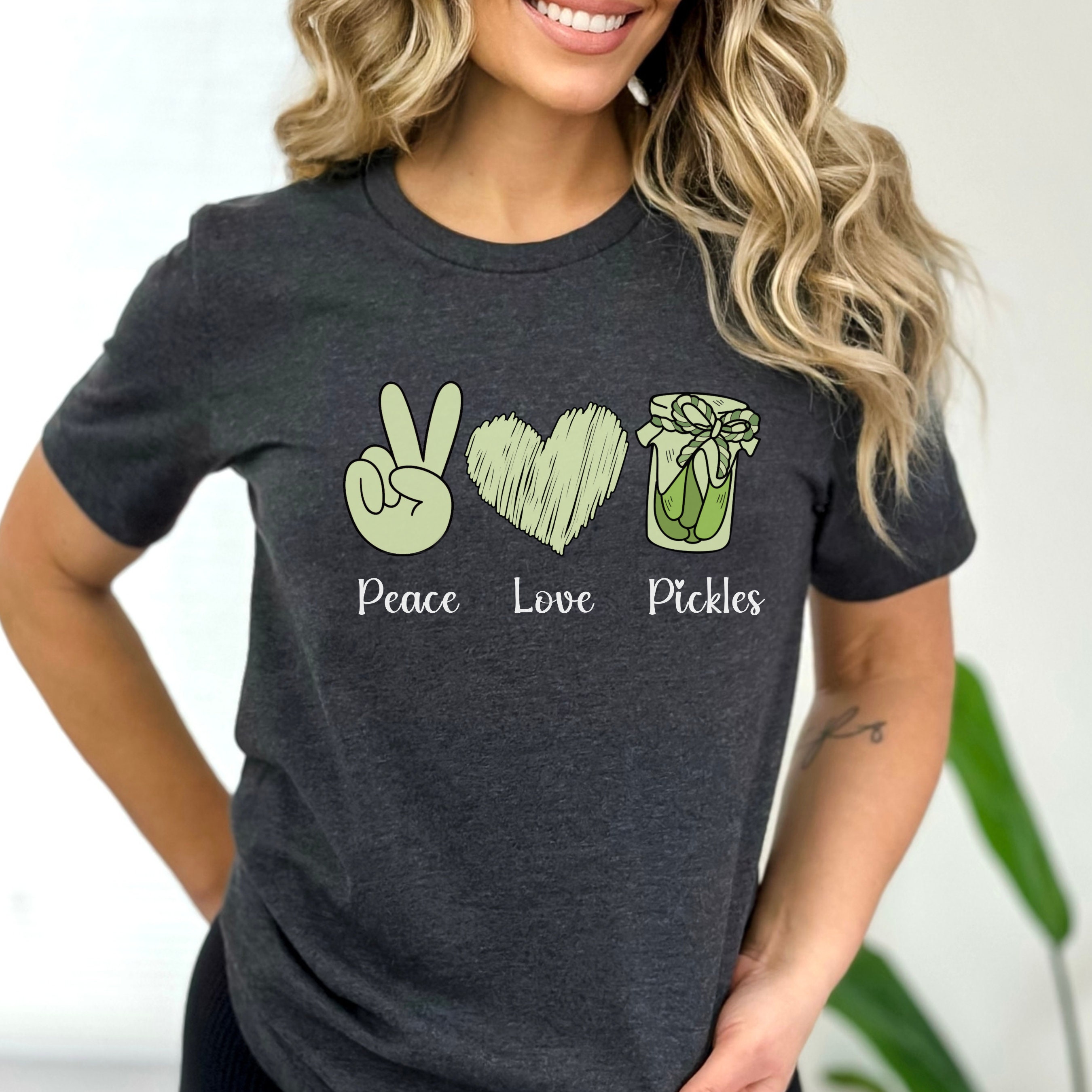 Funny Pickle Shirt, Peace Love Pickles, Cute Pickle Tshirt, I Love ...