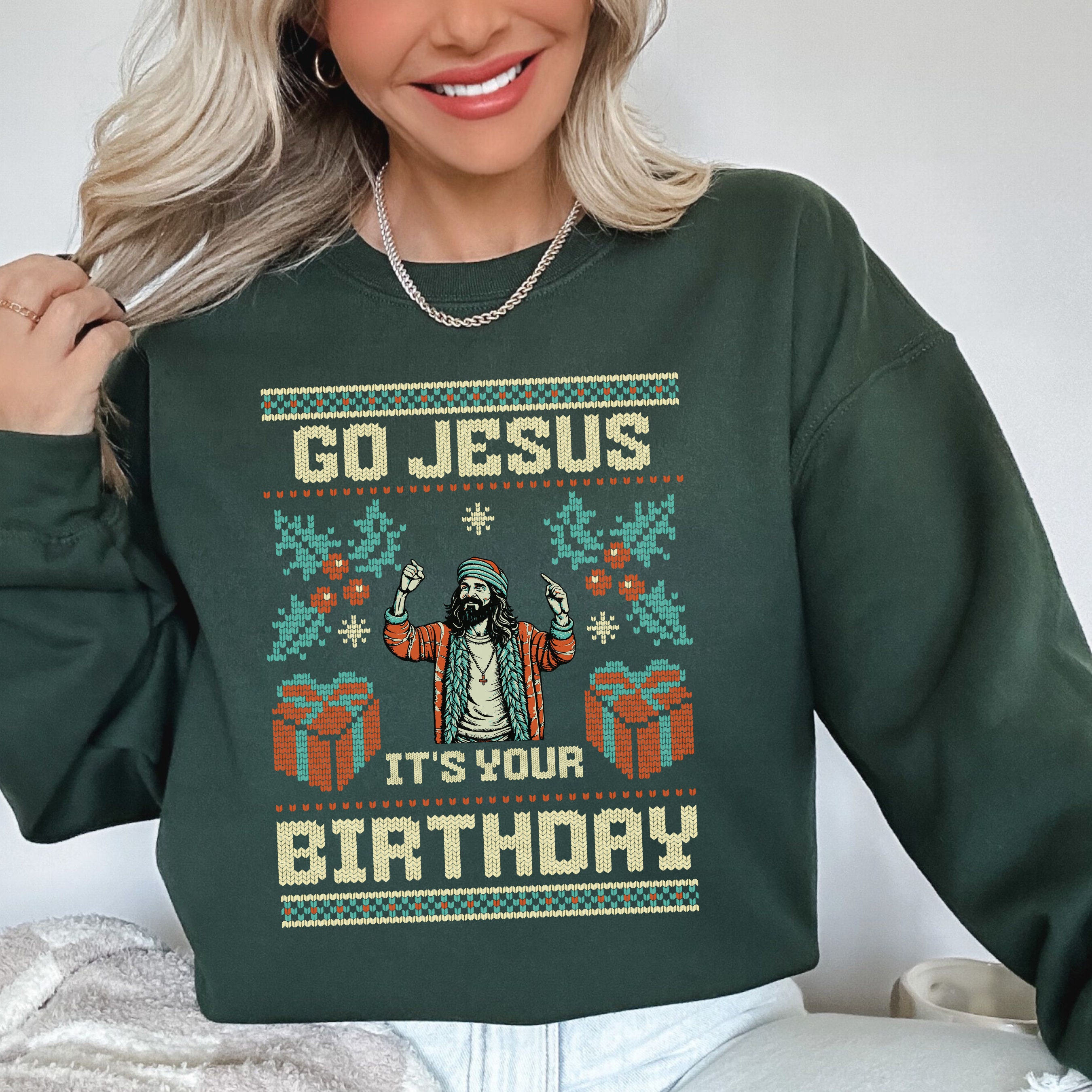 Go Jesus Birthday Christmas Sweatshirt, Funny Ugly Christmas Sweater ...