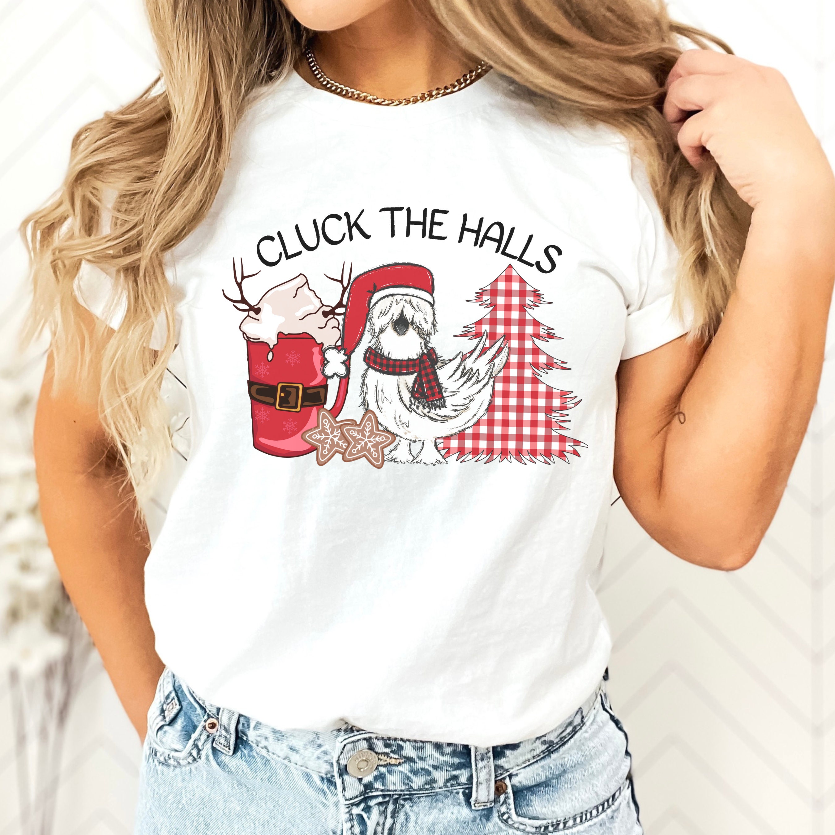 Christmas Silkie Chicken Shirt, Funny Chicken Lover Tee, Cute Farmer ...