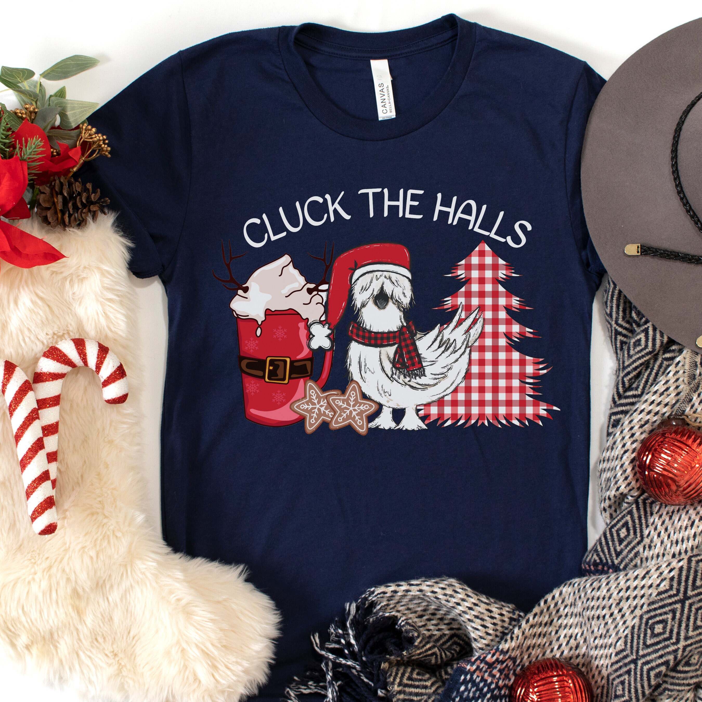 Christmas Silkie Chicken Shirt, Funny Chicken Lover Tee, Cute Farmer ...