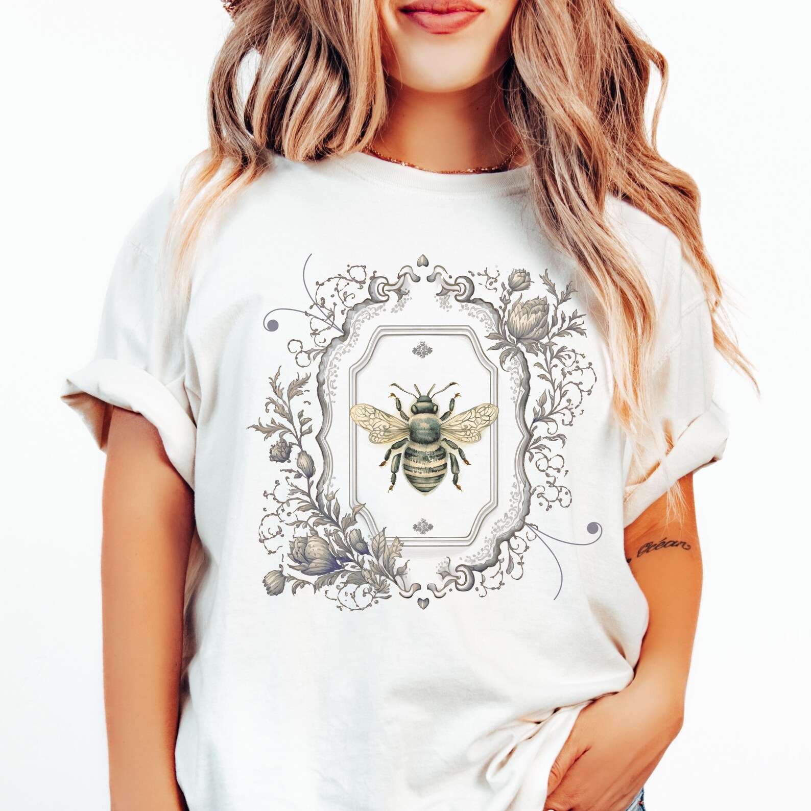 Bee Botanical Floral Shirt, Cute Bee Shirt, Vintage Cottagecore Bee ...