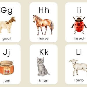 On the Farm Alphabet Flash Cards, Montessori Materials, A-Z Cards ...