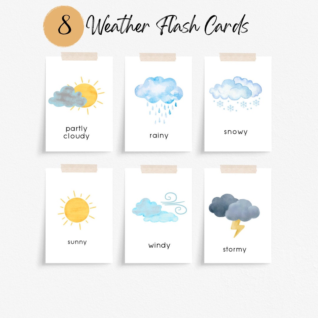 All About Weather Flash Cards, Montessori Materials, Weather Cards ...