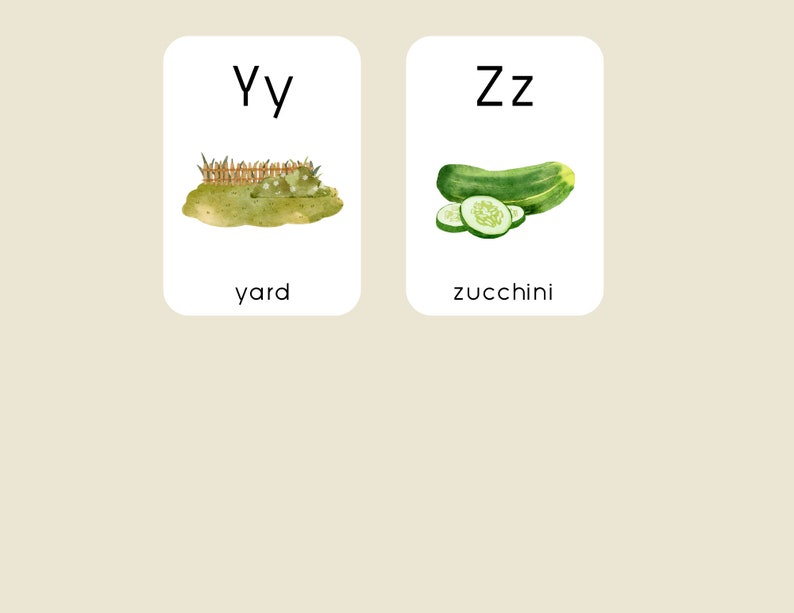On the Farm Alphabet Flash Cards, Montessori Materials, A-Z Cards ...