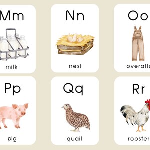 On the Farm Alphabet Flash Cards, Montessori Materials, A-Z Cards ...