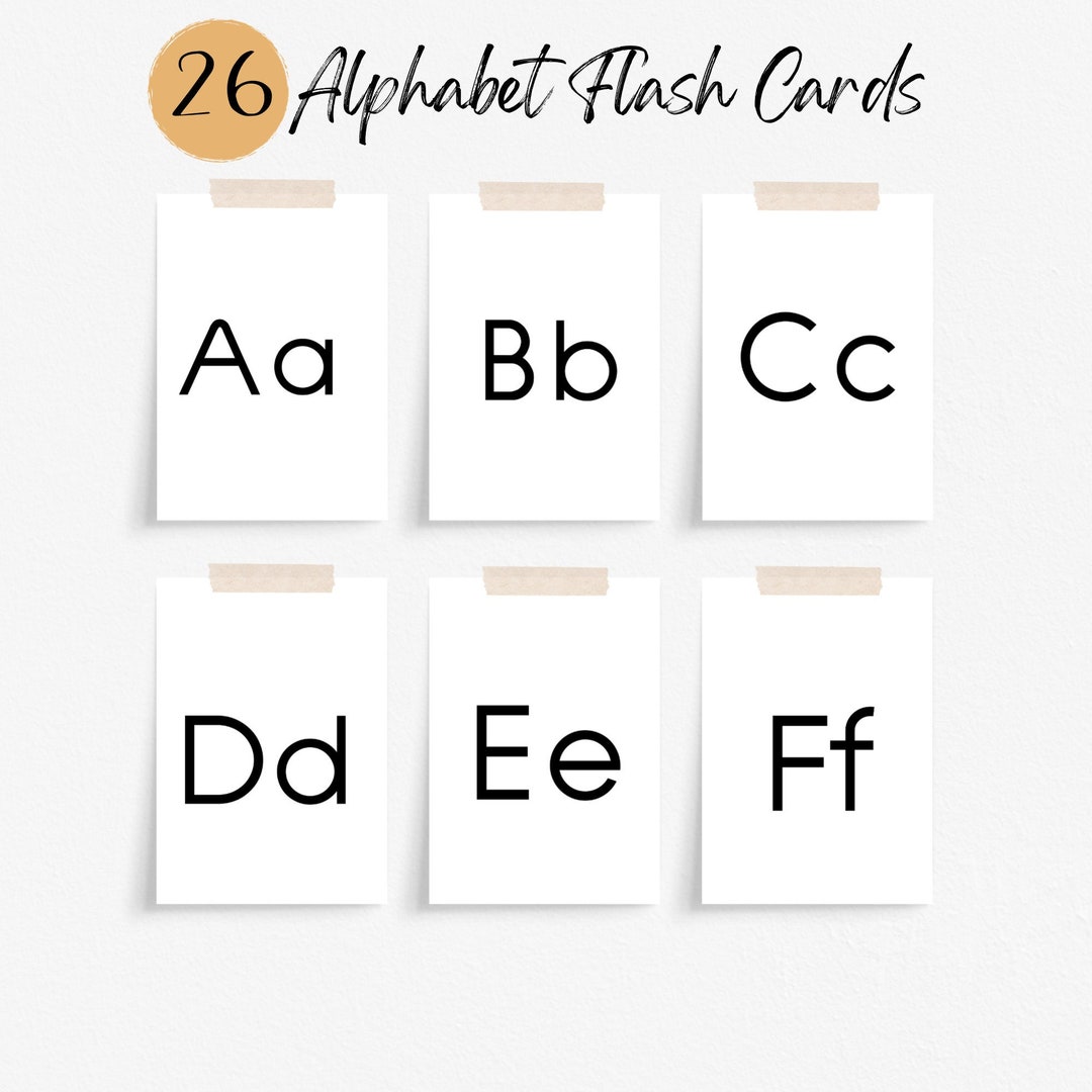 Simple Alphabet Flash Cards, Montessori Materials, A-Z Cards, Toddler ...