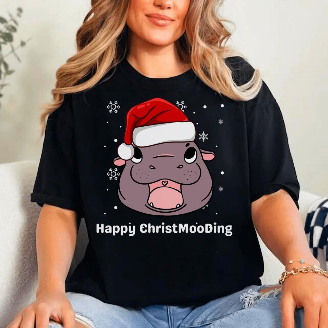Moo Deng Shirt, Funny Baby Hippo Christmas Shirt, Christmas Gift, Baby ...