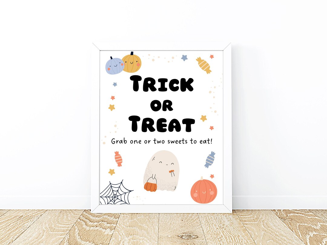 Halloween Trick or Treat Front Door Sign | Porch Sign | Halloween Party ...