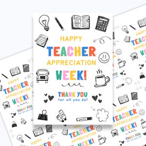 Printable Happy Teacher Appreciation Week Gift Tag, School Doodle ...