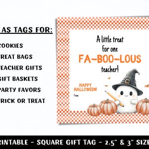 Halloween Faboolous Printable Treat Tag, A Little Treat for One Fa-boo ...