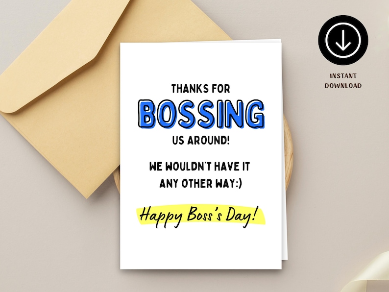Funny Boss's Day Card: Thanks for Bossing Us Around (digital Download ...