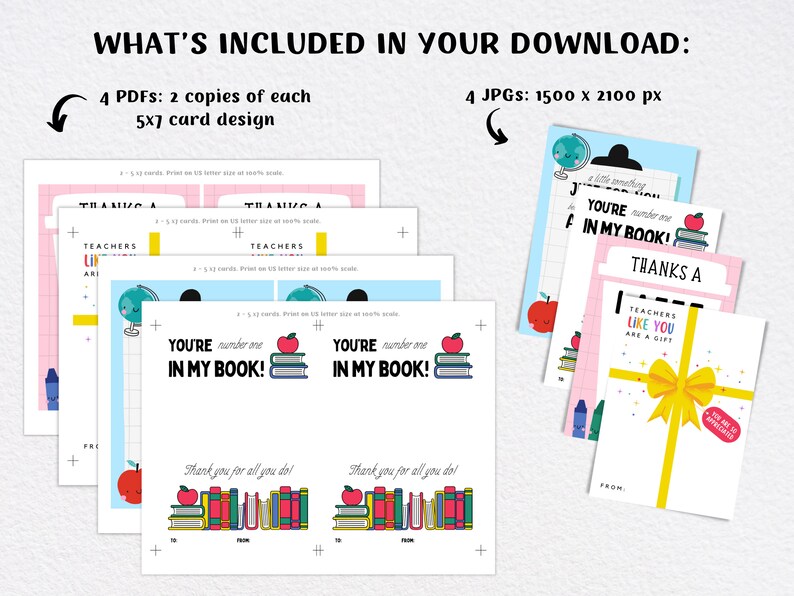 Printable Teacher Appreciation Gift Card Holder Bundle, Teacher Thank ...