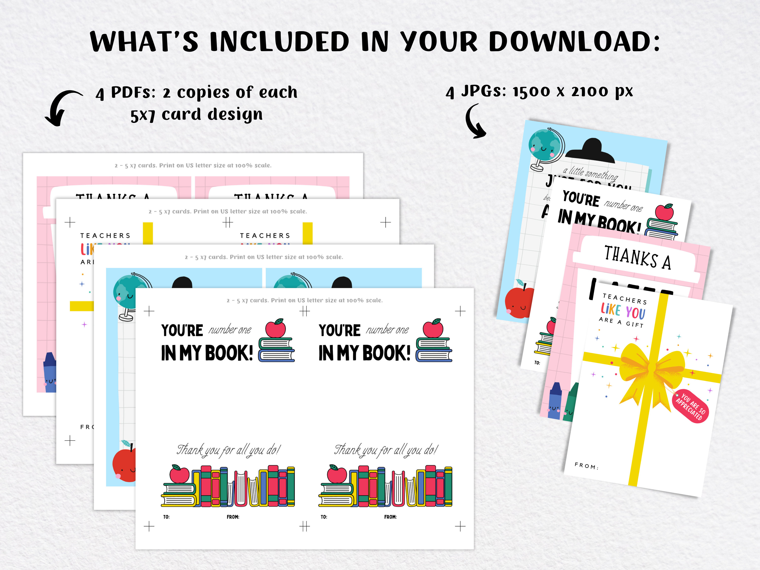 Printable Teacher Appreciation Gift Card Holder Bundle, Teacher Thank ...